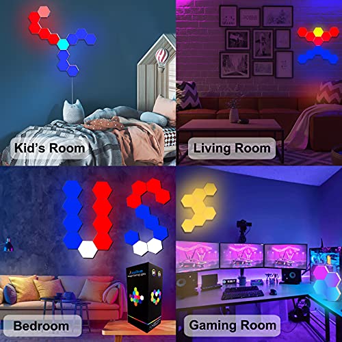 Hexagon Lights Remote Controlled, Smart RGB LED Wall Lights Modular ...