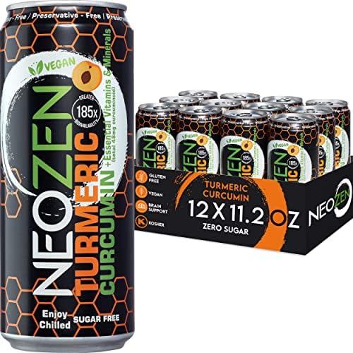 NEOZEN Turmeric Curcumin Sparkling Drink - Peach Flavor Natural Sport ...