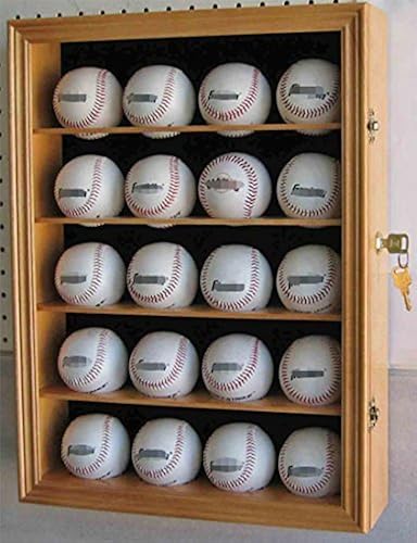 DisplayGifts 20 Baseball Display Case Stand Cabinet with 98% UV ...