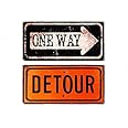 Amazon.com: Tin Sign Shop I Vintage One Way and Detour Street Tin Sign ...