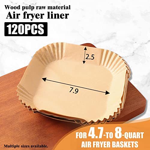 Air Fryer Disposable Paper Liners, 120 Pcs Square Parchment Cooking Non ...
