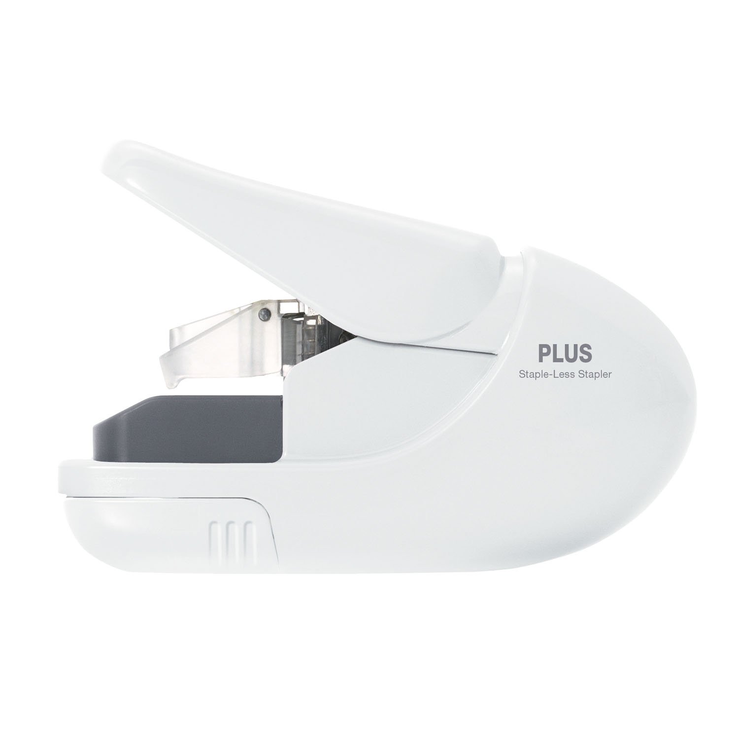 Plus PAPER CLINCH Compact WHITE Heavy Duty, Light, Staple Free Stapler ...