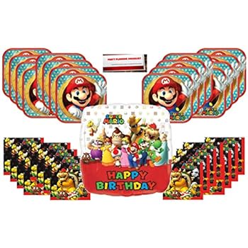 Amazon.com: Party City Super Mario Tableware Kit for 8 Guests, 81 ...