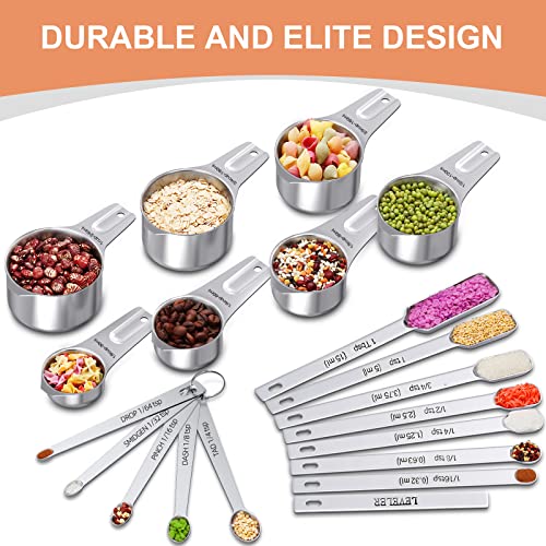 Measuring Cups and Spoons Set of 20, 7 Stainless Steel Nesting ...