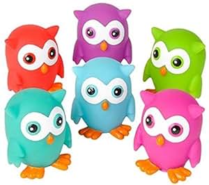 Amazon.com: Mini Rubber OWLS (Pack of 12) bright colors - can squirt ...