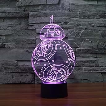 Amazon.com: Huiyuan 3d Lamp Star War Fuwa Force Awaken Bb-8 Night 7 ...