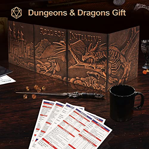 DND DM Screen 5e, D&D Dungeon Master Screen 3D Faux Leather 4 Panel ...