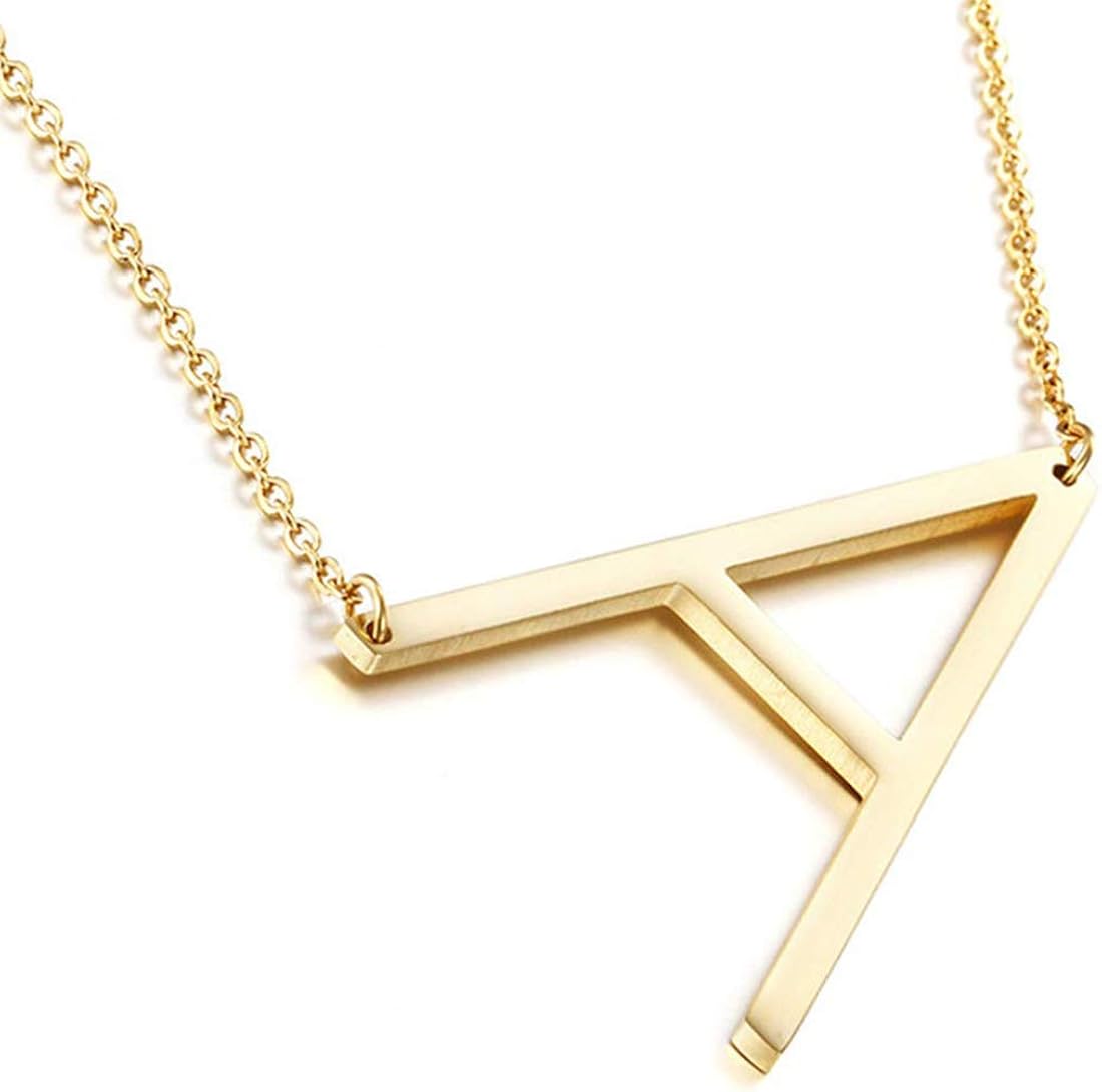 Amazon Sideways Initial Necklace 18K Gold Plated Stainless Steel
