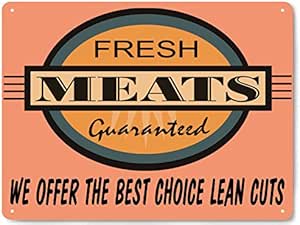 Butcher shop fresh meat metal sign/retaurant deli kitchen vintage style ...