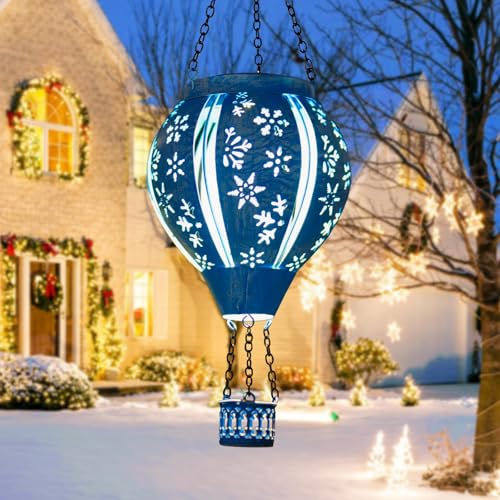 DREAMSKIP Christmas Hot Air Balloon Solar Lantern, Snowflake Metal ...