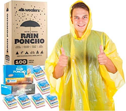 Wealers Rain Ponchos for Adults Teens Disposable Bulk Pack Emergency ...