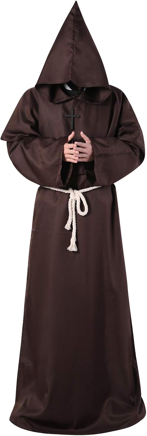 Landove Hood Poncho Medieval Renaissance Friar Cowl Robe Hooded Monk ...