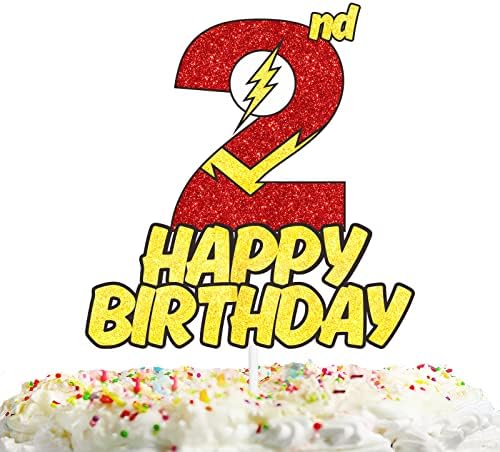 2 Lightning Man Cake Topper for Boys Girls Baby 2nd Happy Birthday ...