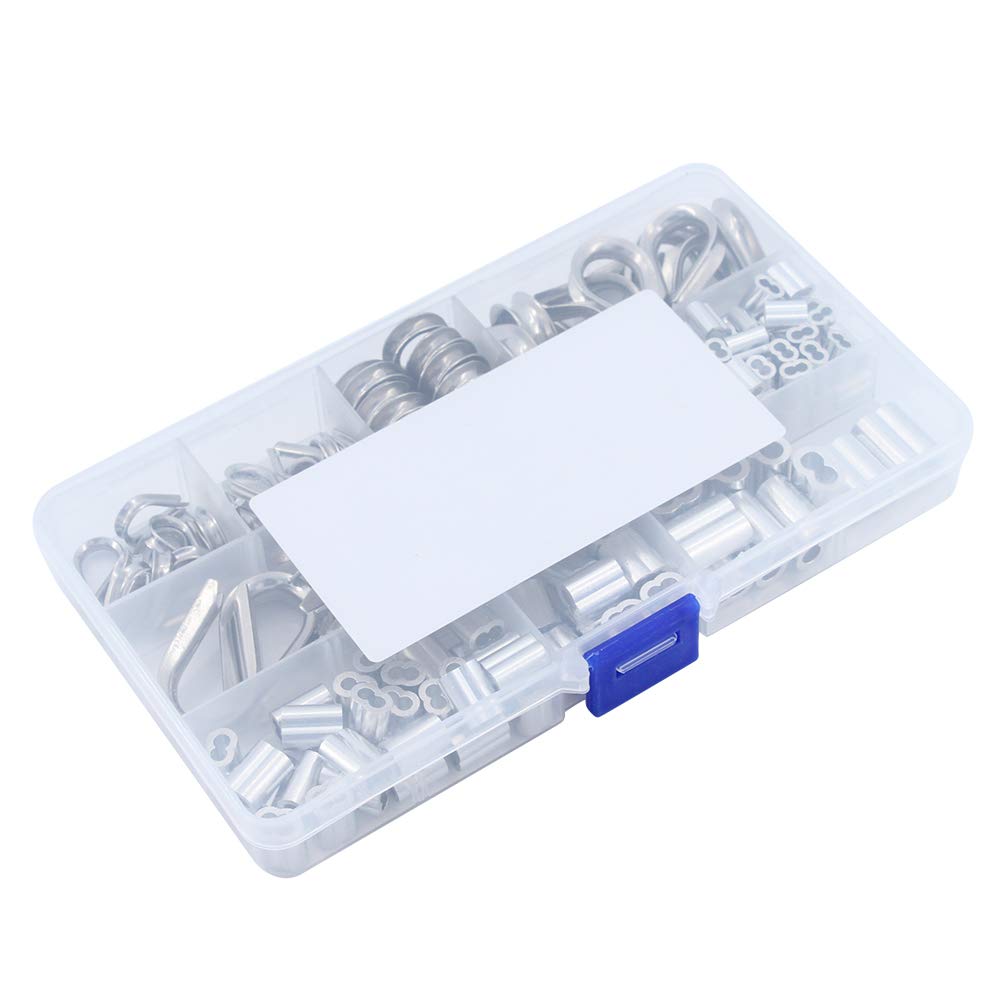 Yuhtech 265 Pcs Aluminum Double Ferrules Sleeves Crimping Loop Sleeve ...