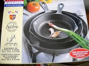 Amazon.com: Philippe Richard Cast Iron 3-Piece Fry Pan Set: Cookware ...