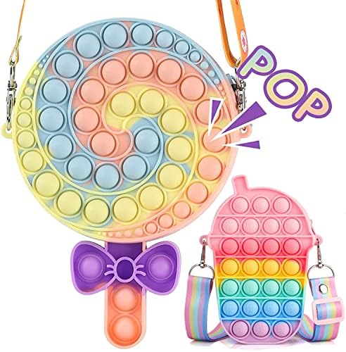2 Pack Pop Shoulder Bag for Girls and Women,Big Pop it Purse Bags,Pop ...