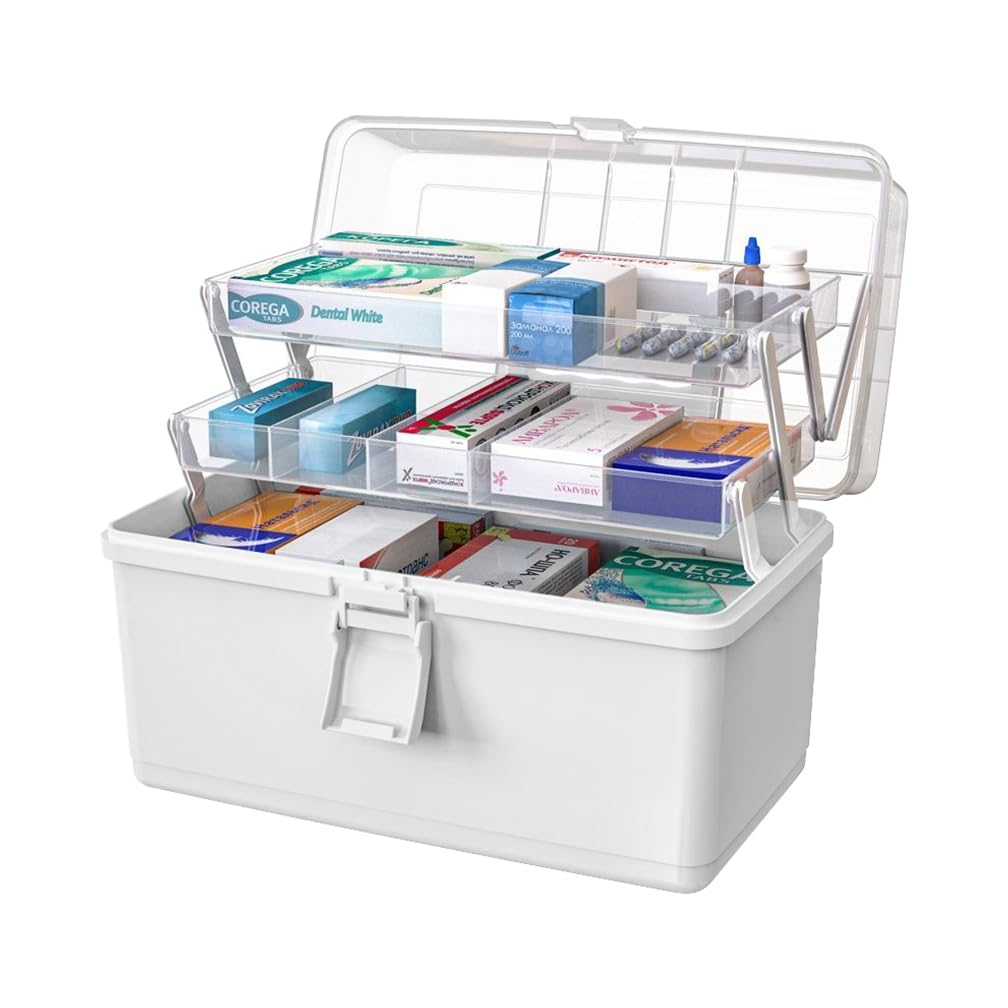 Hershii Plastic Medical Storage Containers Medicine Box Organizer Home ...