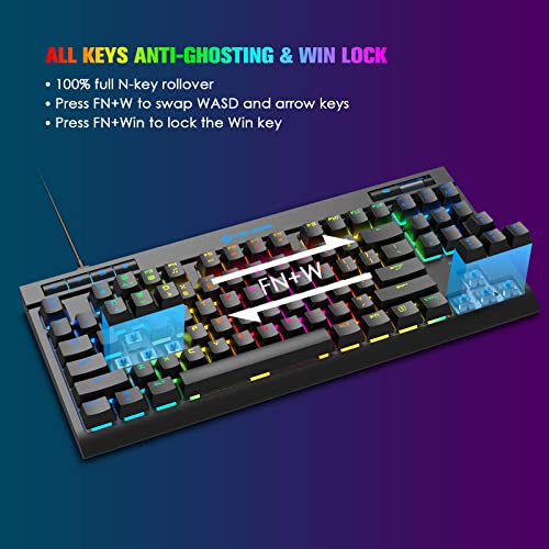 Mechanical Keyboard and Mouse Combo Blue Switch 18 RGB 87 Keys Anti ...