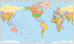 Amazon.com : United States Centered World Map (1 Map, Laminated, 32" x ...