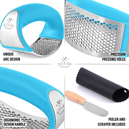 Zulay Stainless Steel Garlic Press Rocker Set - Premium Garlic Mincer ...