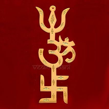 Charming Sacred Hindu Religious Swastik Metal Brass Wall Hanging Vaastu ...