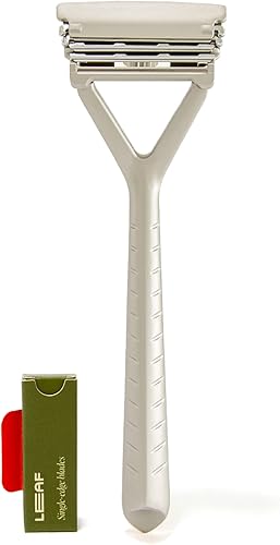 The Leaf Razor, Silver - Plastic-Free, Three-Blade, Pivoting Head Razor ...