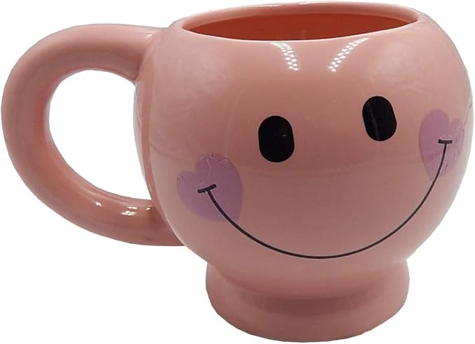 Amazon.com: Pink Smiley Face Mug - Happy Face Coffee Mug Smiley Cup ...