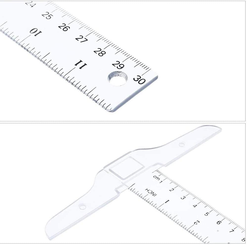 2 Pieces T-Shaped Ruler，Plastic T-Square Metric Ruler Double Side Scale ...