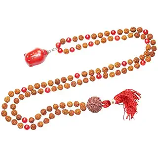 Chakra Jewelry Coral HealingBeads Rudraksha Yoga Meditation Japamala ...