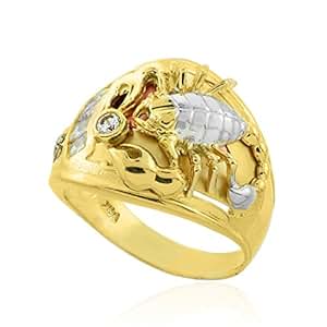 14K Multi-tone Gold Scorpion Men's CZ Ring|Amazon.com