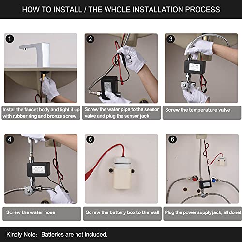 Electric Automatic Touchless Bathroom Sink Faucet Hot and Cold Mixer ...