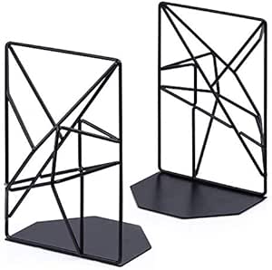 Bookends, Black Bookends, Decorative Metal Bookends for Shelves, Unique ...