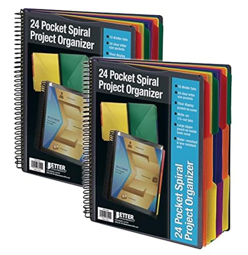 24 Pocket Poly Spiral Project Organizer (2pack), Heavy Duty, with ...