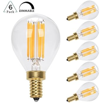 OPALRAY Dimmable G45(G14) Mini Globe LED Filament Tungsten Bulb, Warm White Light, 4W 400LM, 40W ...