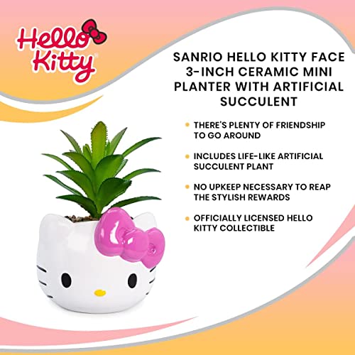 Sanrio Hello Kitty Face 3-Inch Ceramic Mini Planter With Artificial ...