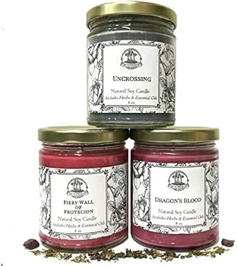 Amazon.com: Uncrossing & Protection Soy Candle Spell Set for Cleansing ...