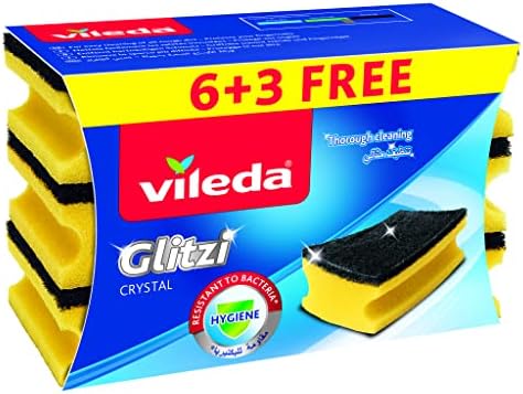 Vileda Glitzi dishwashing Sponge 6+3 pieces high foam scourer For tough ...
