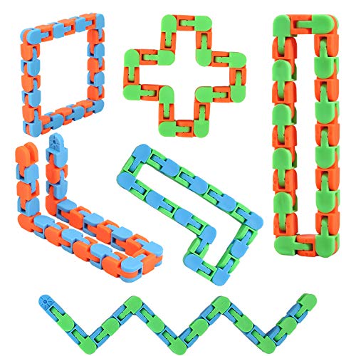 SCIONE Wacky Tracks Fidget Toys 6 Pack,Snake Fidget Toys for Kids-Sensory Click Finger Fidget ...