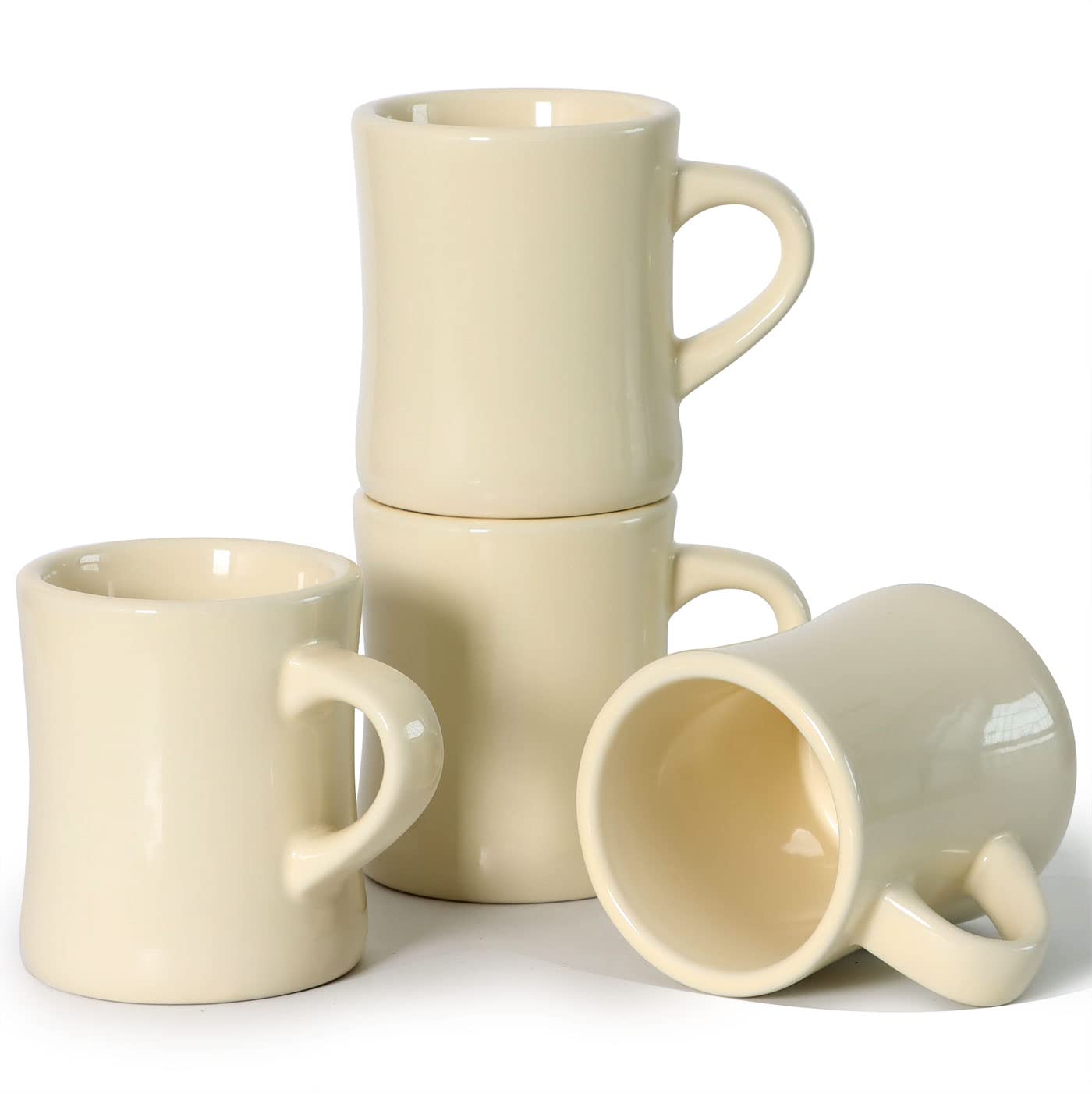 harebe Retro Coffee Cup Set of 4, 10 OZ Heavy Classic Ceramic Diner ...