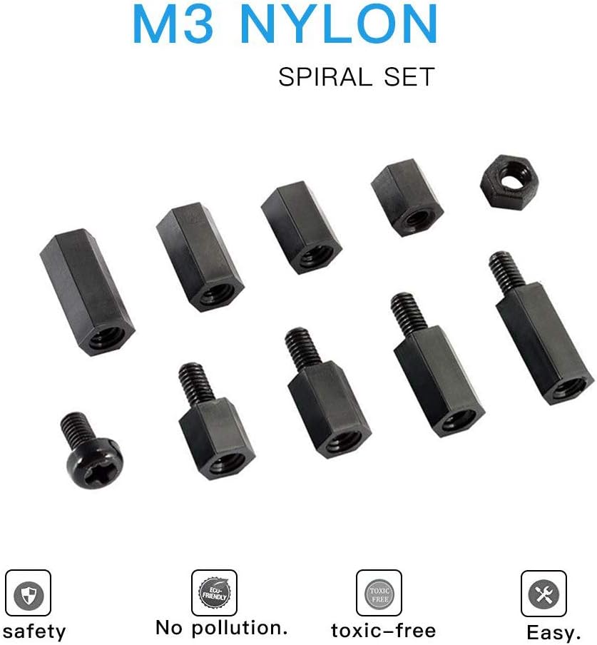 Saipor 300pcs M3 Nylon Male Female Hex Spacers Standoff Screw Nut ...