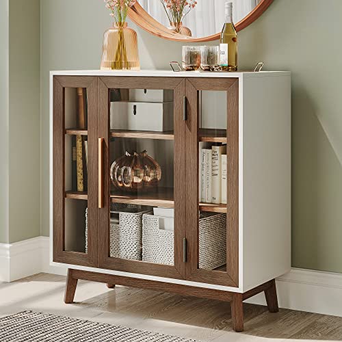 BELLEZE Sideboard Buffet Cabinet, Modern Curio Cabinet 3-Tiers Console ...