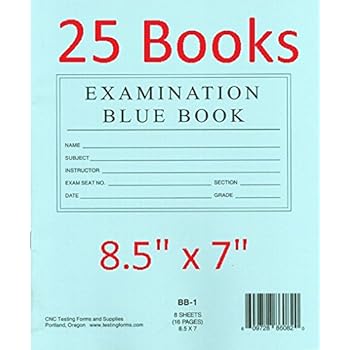 Amazon.com : TestingForms.com 8.5" x 7" Examination Blue Book 8 Sheets ...