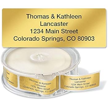 Amazon.com : Gold Foil Rolled Personalized Return Address Labels with ...