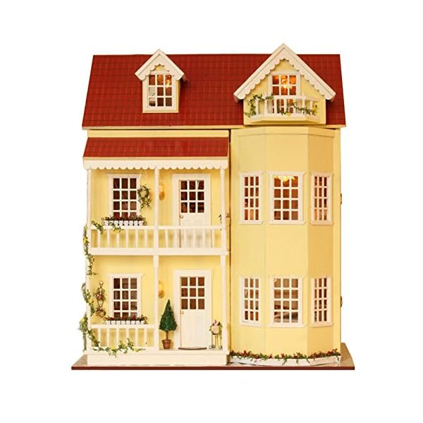 Cuteroom Wooden Dollhouse Miniatures DIY House Kit W/led Light and ...
