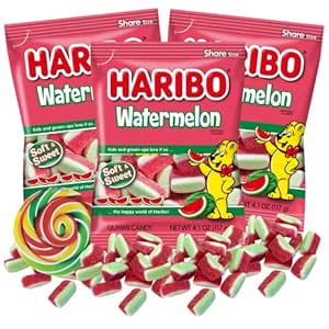 Amazon.com : Haribo Watermelon Gummies, Fruit Flavored Candy Bites ...