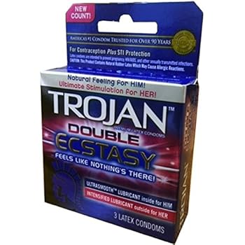 Amazon.com: Trojan Double Ecstasy Male Condoms, 3 Count (Pack of 6 ...