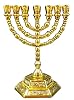 7 Branch Temple MENORAH Candle Holder in Gold 12 Tribes of Israel ...