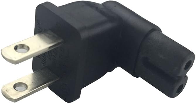 US 2 Prong Right Angle AC Power Plug Adapter IEC C7 Receptacle to NEMA ...