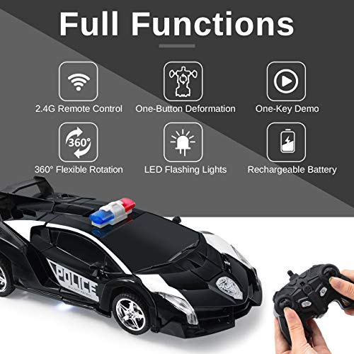 Electric Police Car One Button Transformation Robot Deformation Car ...