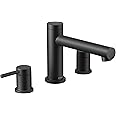 Moen T393BL Align 2-Handle Deck Mount Modern Roman Tub Faucet Trim Kit, Valve Required, Matte ...